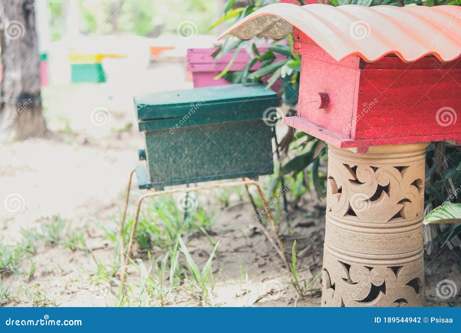 Honey Bee Beehive. Bees House Stock Photo - Image of beekeeping, wood ...