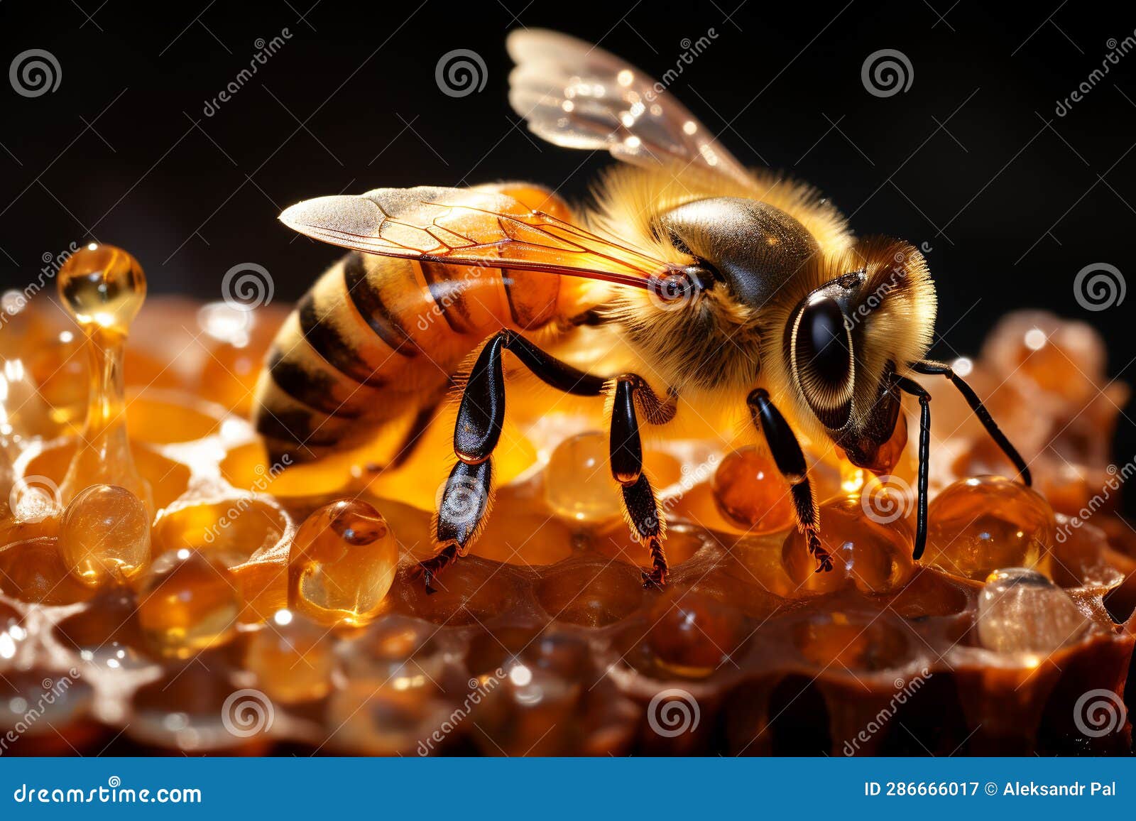 Honey Bee Close-up. Ai Generative Stock Image - Image of flora, body ...