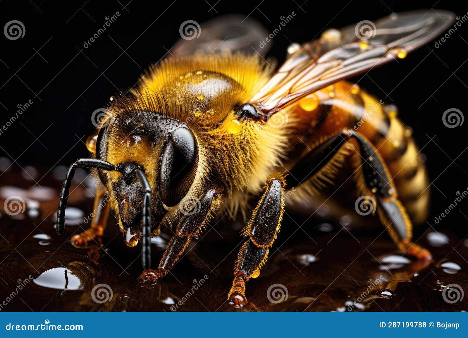 Honey Bee Close Up View. AI Generated Stock Illustration - Illustration ...