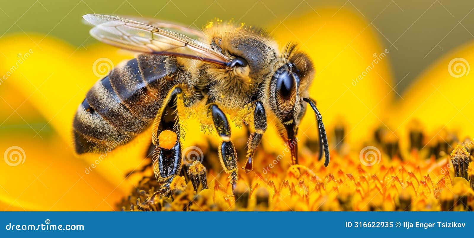 Pollination Process Of A Flower Hibiscus Flower With Bumblebee As ...