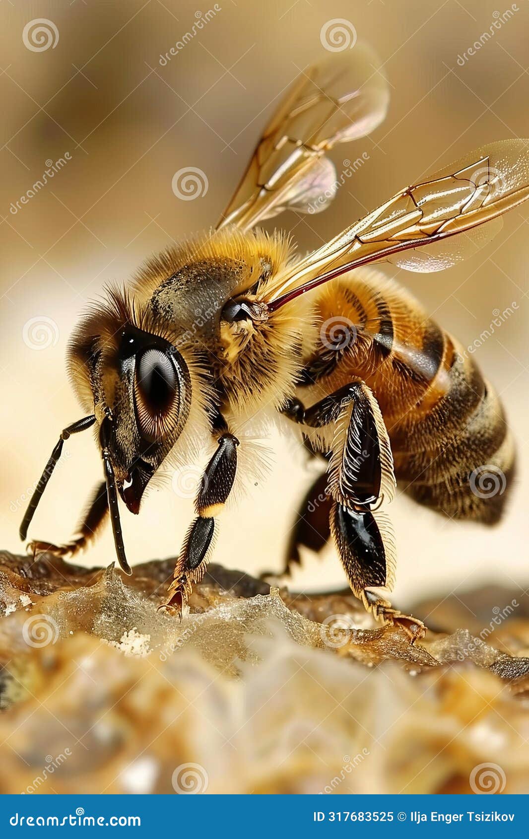 Pollination Process Of A Flower Hibiscus Flower With Bumblebee As ...