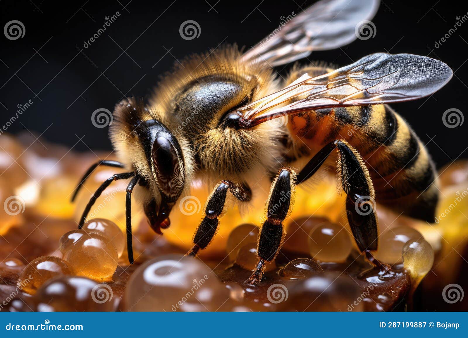 Honey Bee on Flower Close Up. AI Generated Stock Image - Image of ...