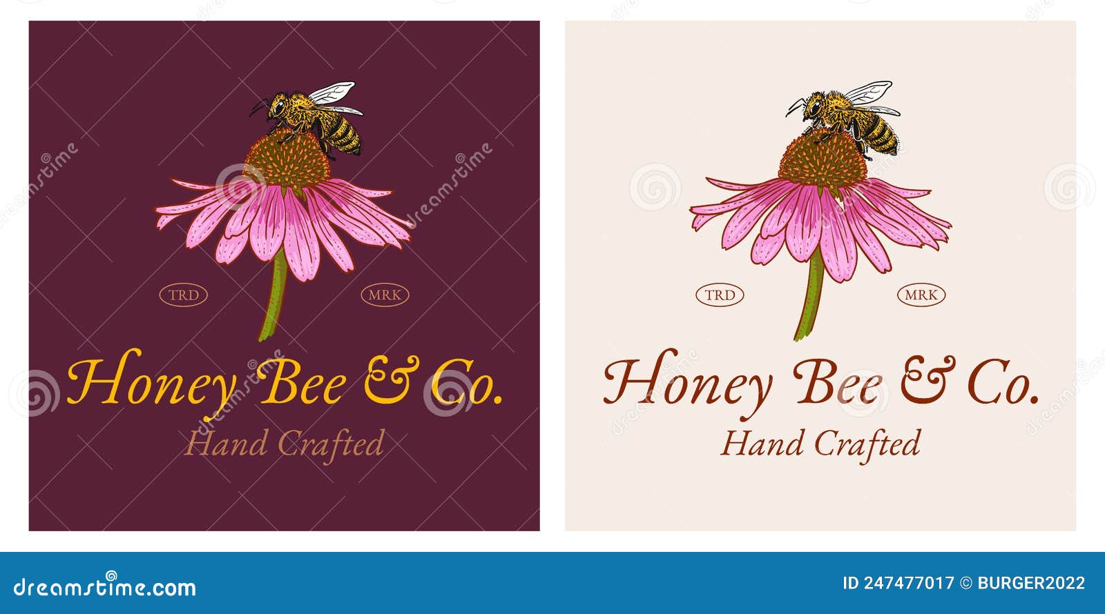Honey Bee and Flower Logo Template Stock Vector - Illustration of print ...