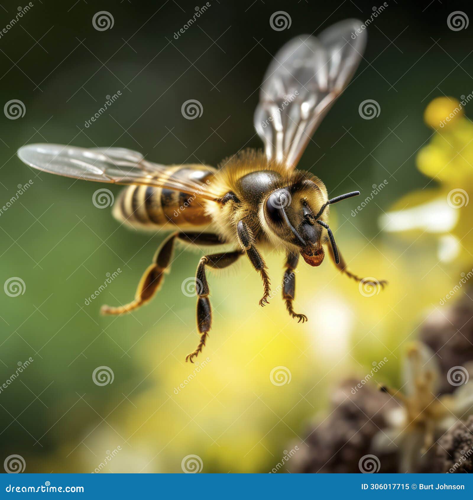 Honey Bee Flying Towards Camera Stock Image - Image of wildlife, plant ...