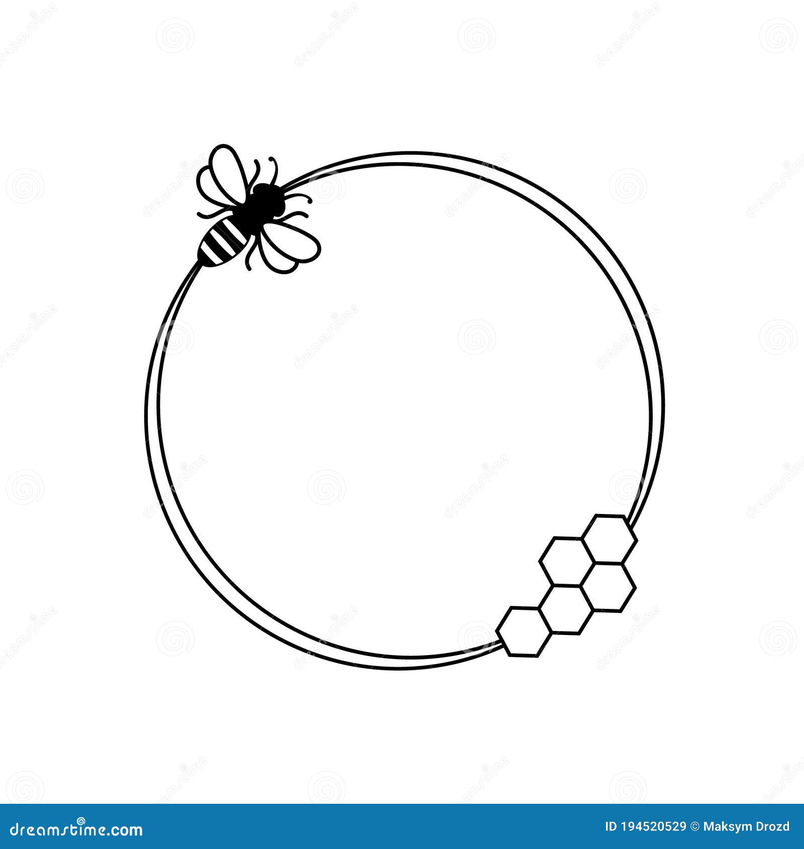 Honey Bee Frame Vector. Circle Frame Vector Stock Vector - Illustration ...