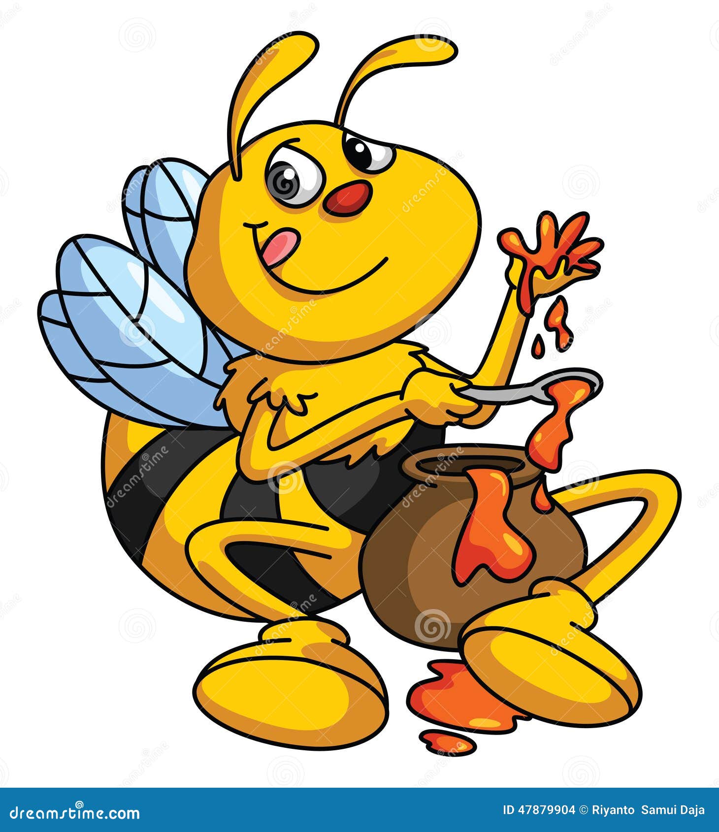 Honey And Bee Funny Cartoon Vector Illustration | CartoonDealer.com ...