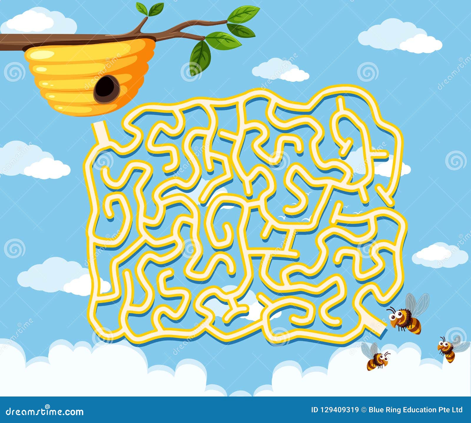 Honey Bee Maze Game Template Stock Vector - Illustration of honey ...