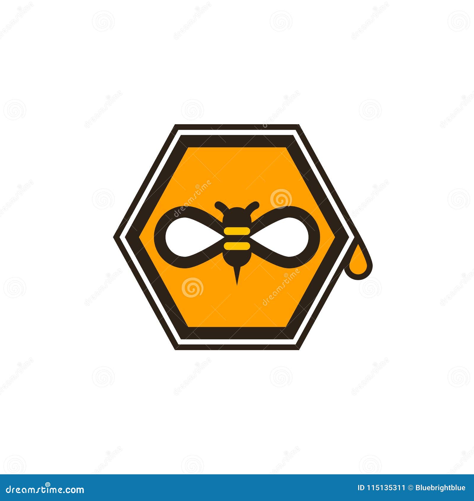 Honey Bee on Octagon Shape ilustración del vector. Ilustración de marco ...