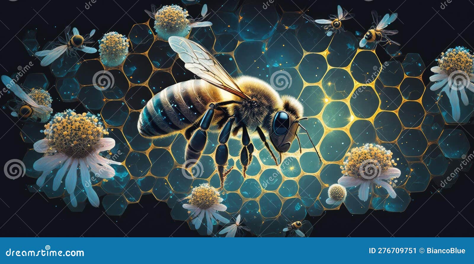 Honey Bee in Outer Space Space Fantasy Stock Illustration ...