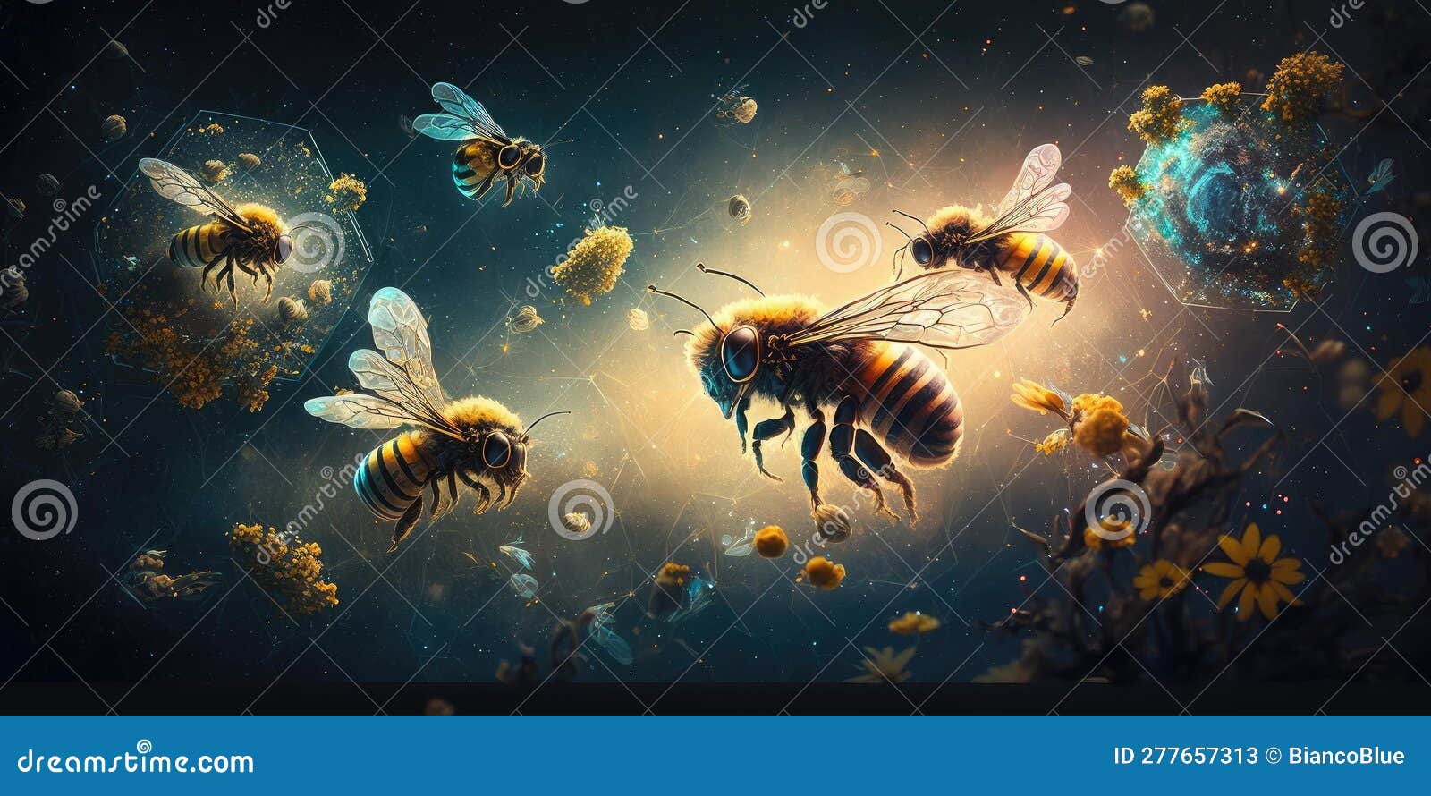 Honey Bee in Outer Space Space Fantasy Stock Illustration ...