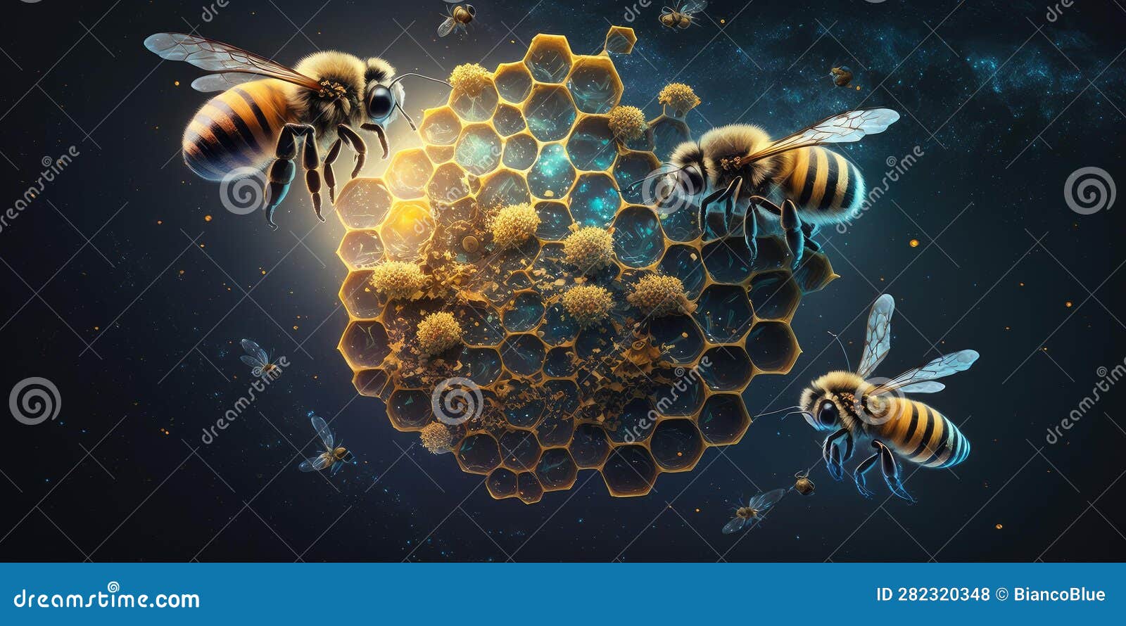 Honey Bee in Outer Space Space Fantasy Stock Illustration ...