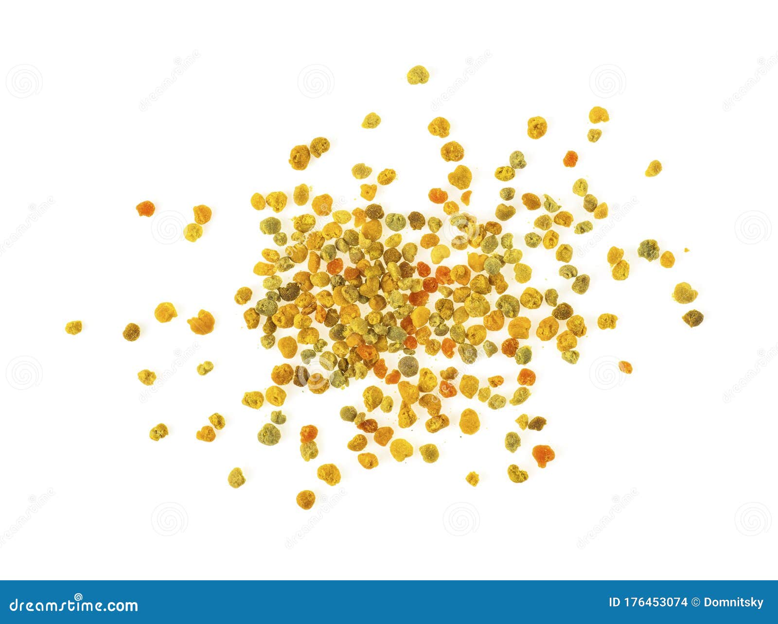 Honey Bee Pollen Isolated on White Background, Top View Stock Photo ...