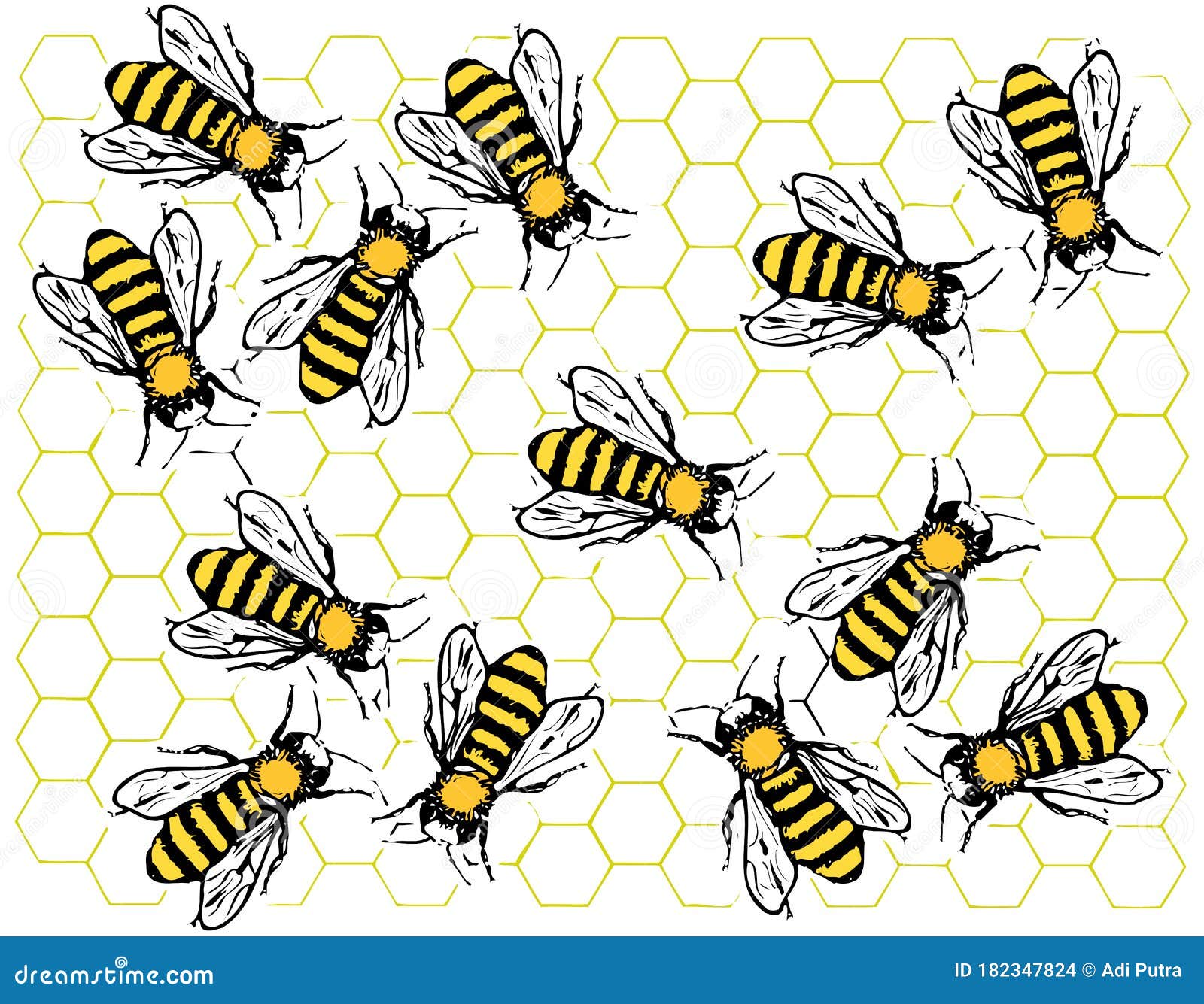 Honey Bee Seamless Pattern Background Illustration Stock Vector ...