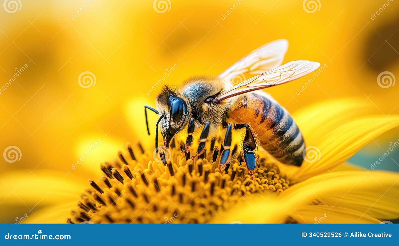 Pollination Bee Sunflower Royalty-Free Illustration | CartoonDealer.com ...