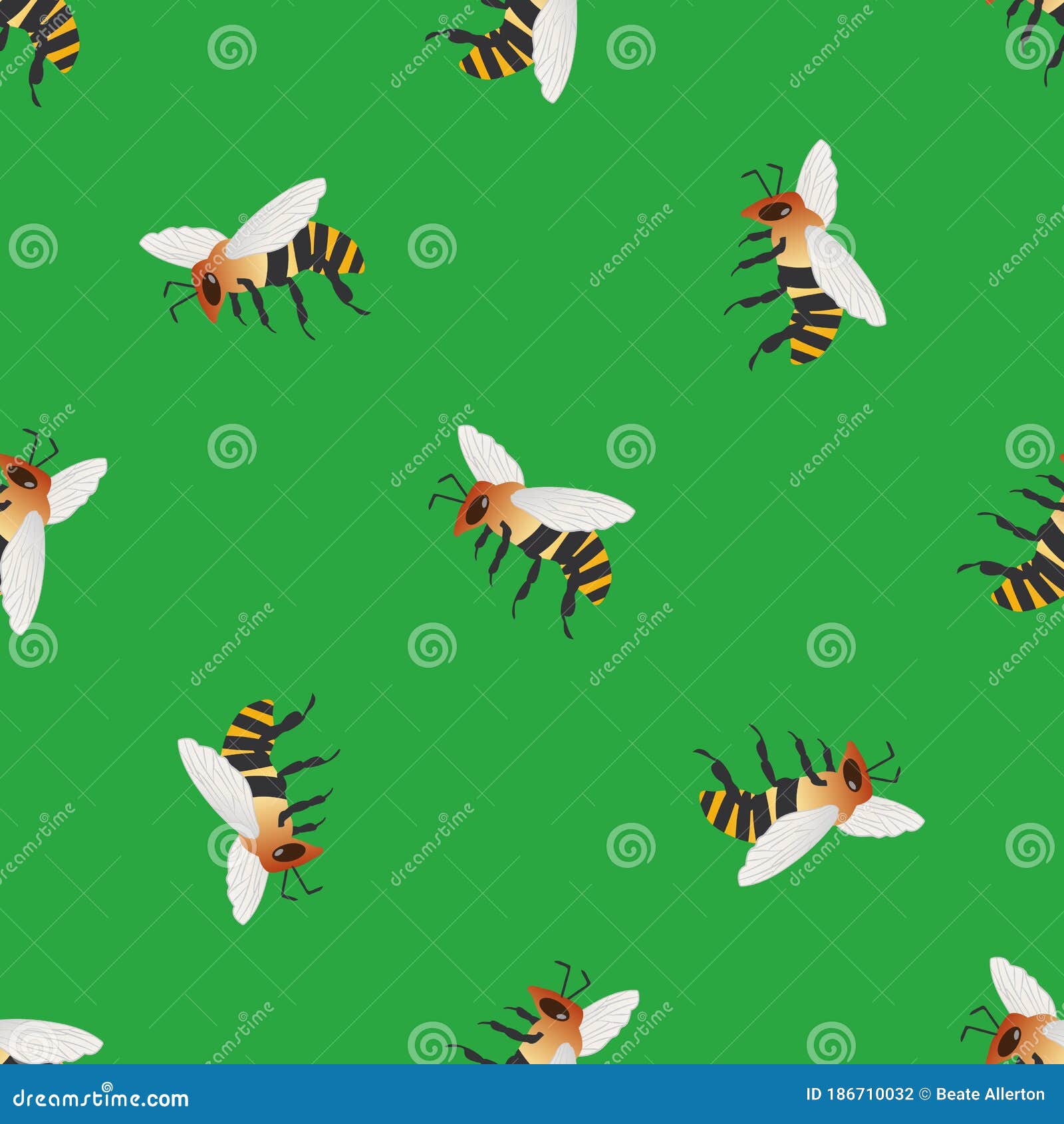 Striped Bee Flying Insect Animal Side View Vector | CartoonDealer.com ...