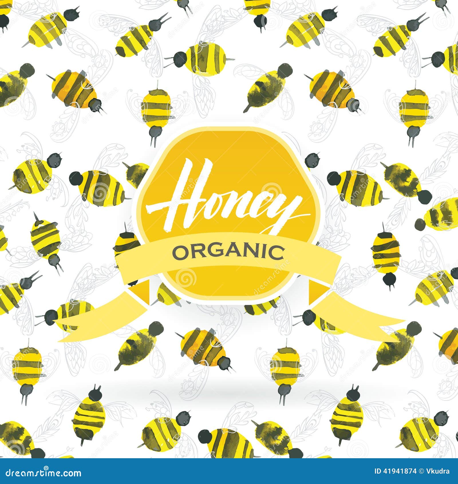 Honey Bee Watercolor Pattern Stock Vector - Illustration of pattern ...