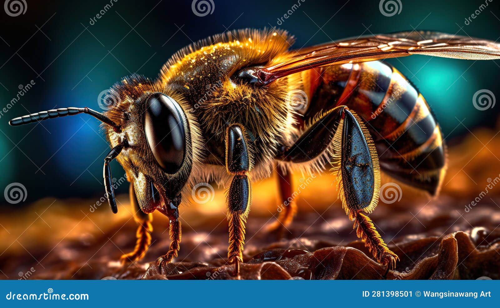 Honey Bee Working Hard Generative AI Stock Illustration - Illustration ...