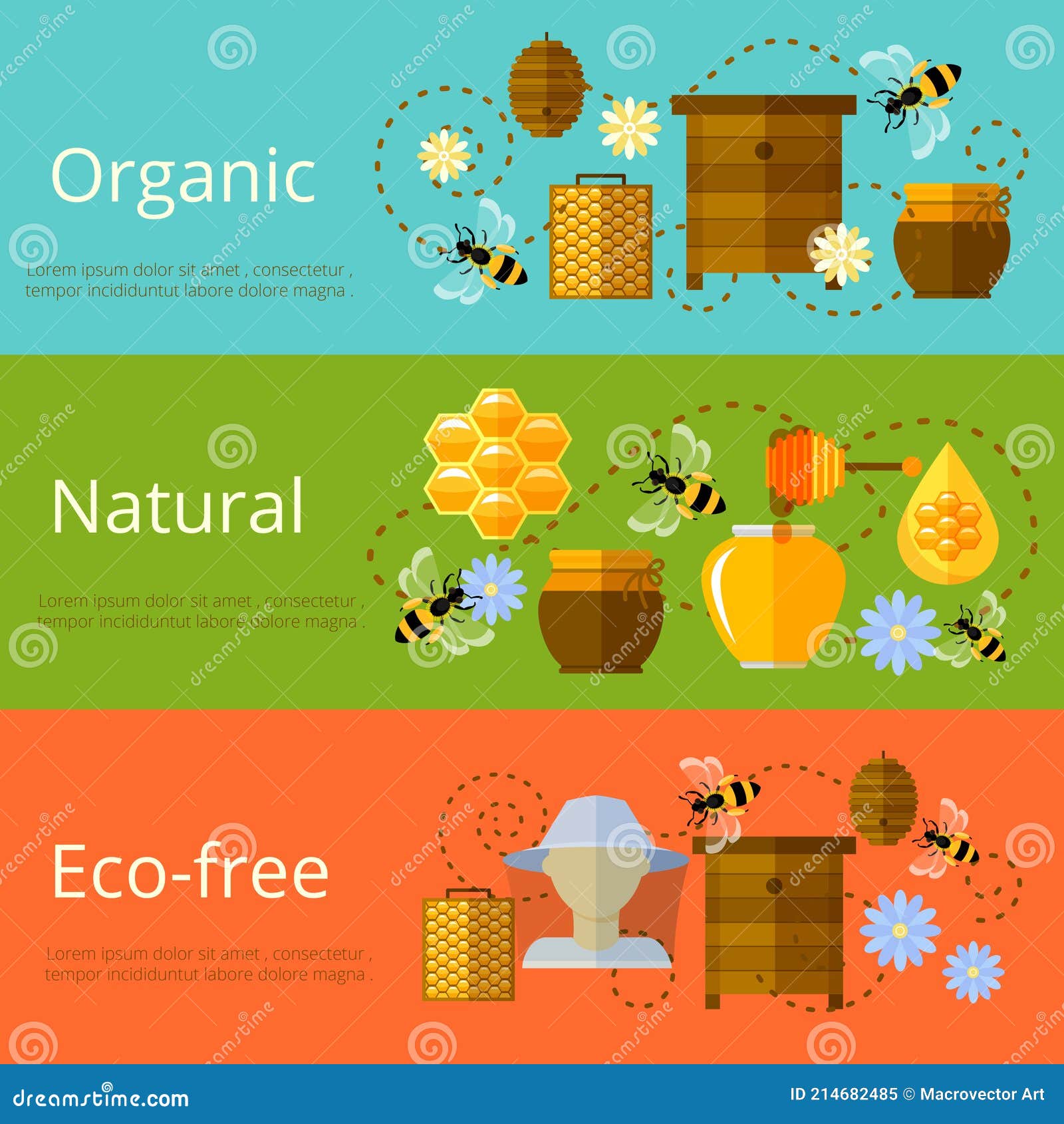 Honey and Beekeeping Banners Stock Vector - Illustration of gold ...