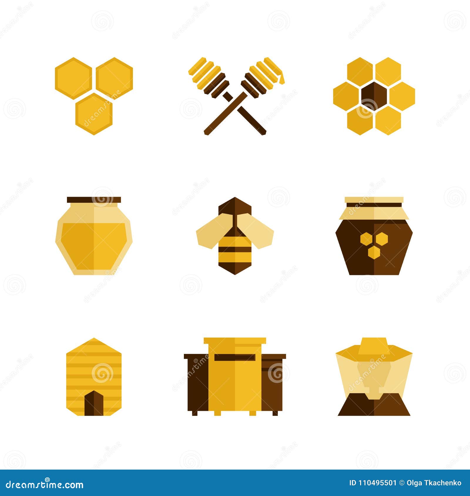 Honey and Beekeeping Icons. Vector Illustration, Flat Style Stock ...
