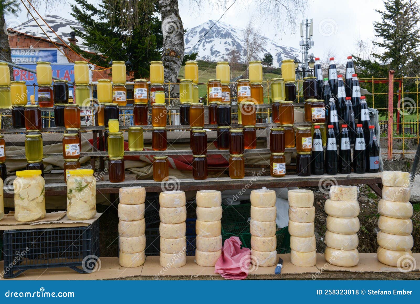 Honey and Cheese Stand at Prevalac on Kosovo Editorial Stock Photo ...