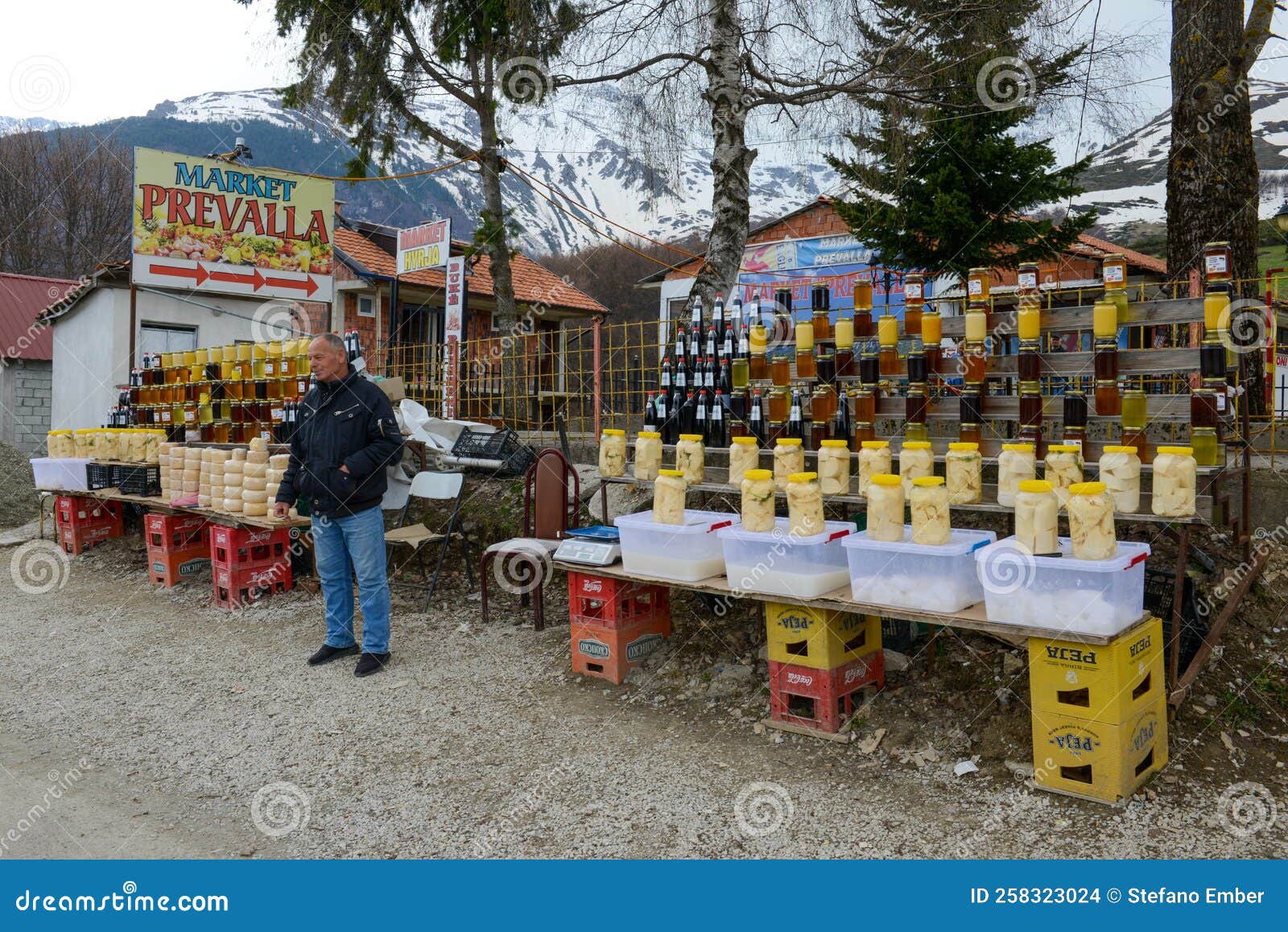 Honey and Cheese Stand at Prevalac on Kosovo Editorial Stock Image ...