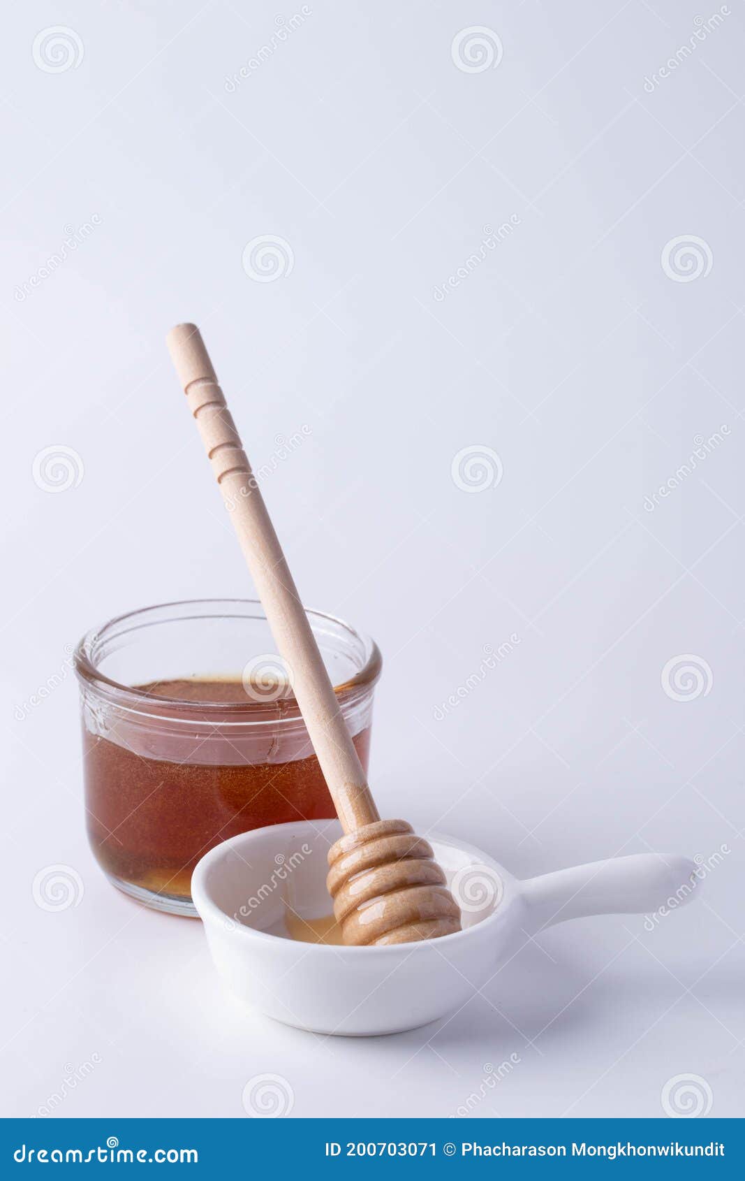 Honey in a Clear Glass and Honey Dipper Stock Image - Image of gold ...