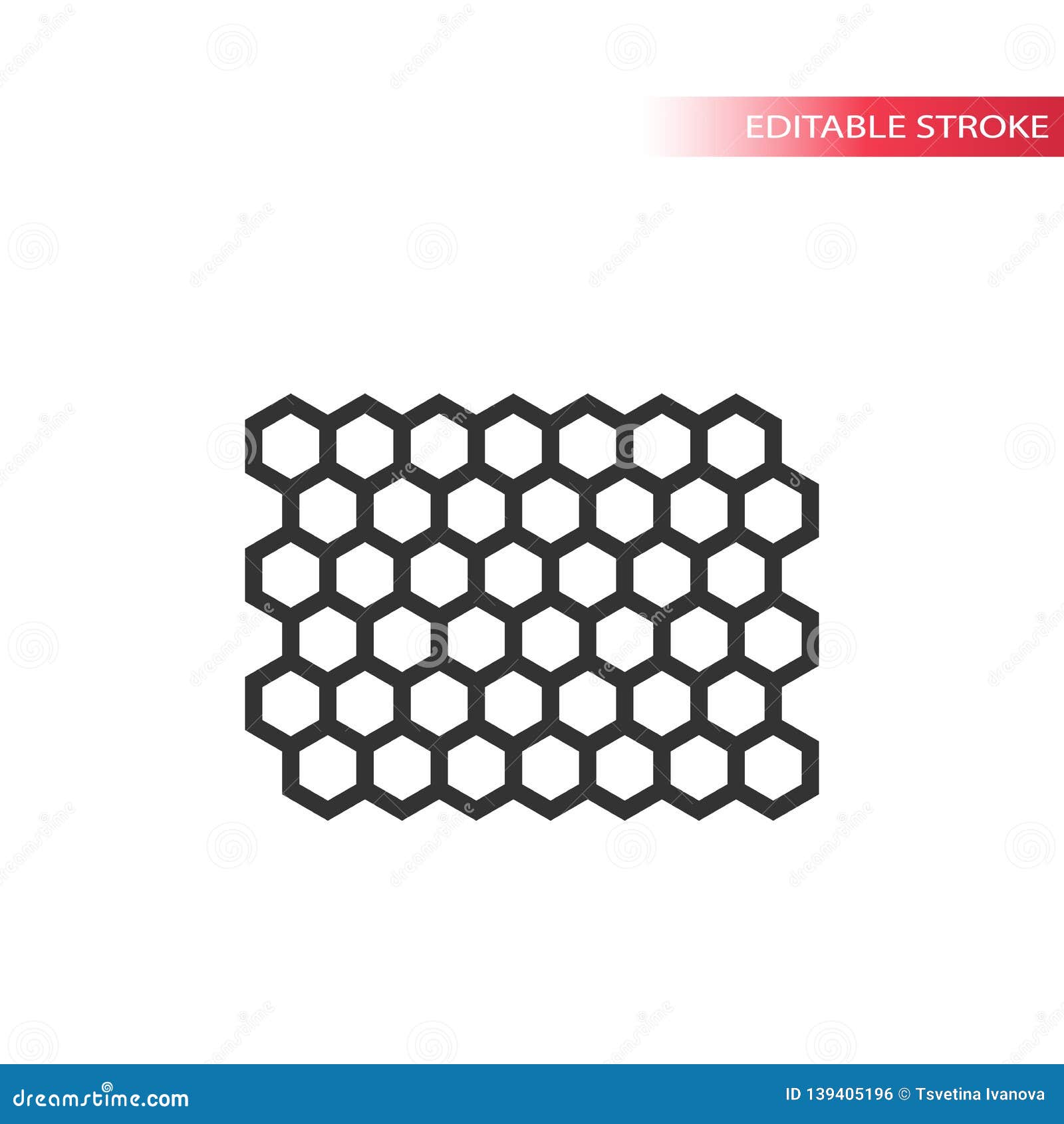 Honey Comb Editable Stroke Line Pattern. Stock Vector - Illustration of ...