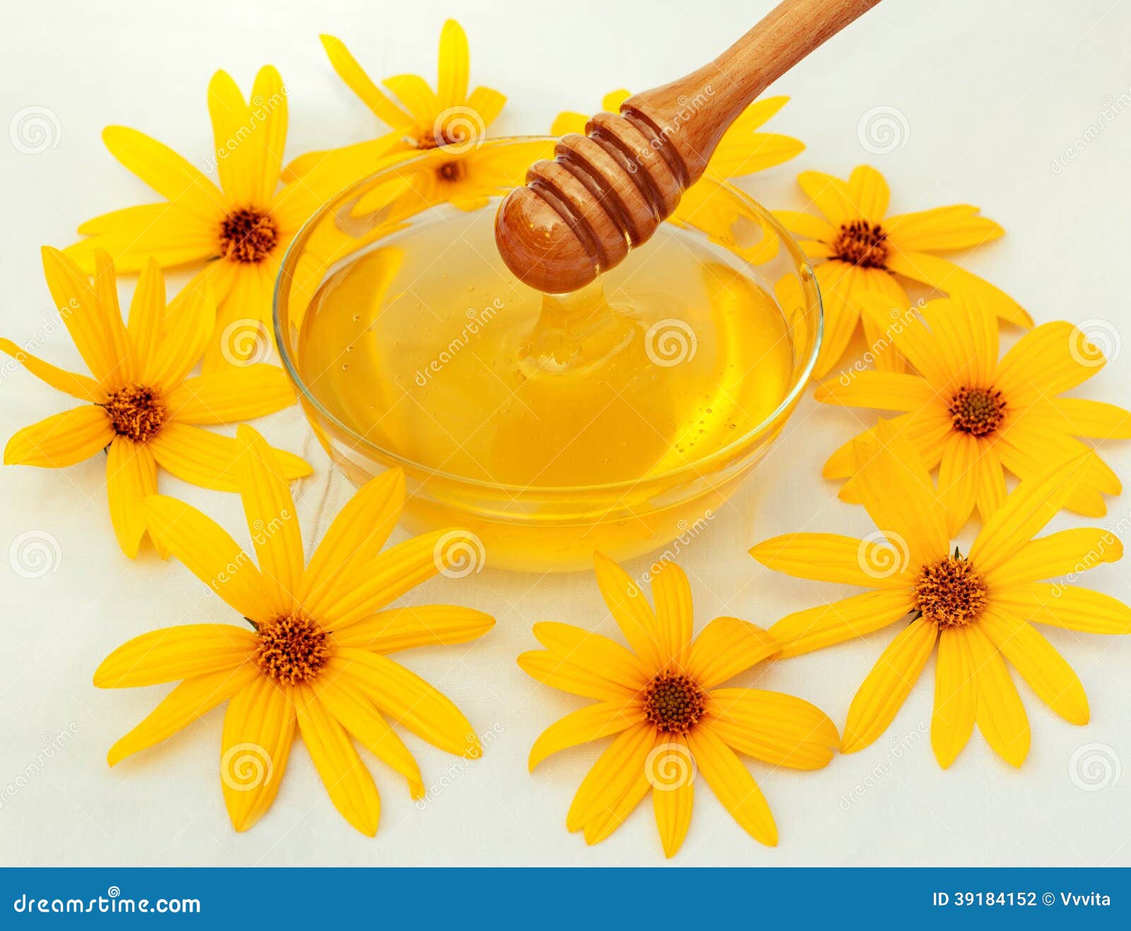 Honey Decorated with Flowers Stock Photo - Image of nutritious, dessert ...