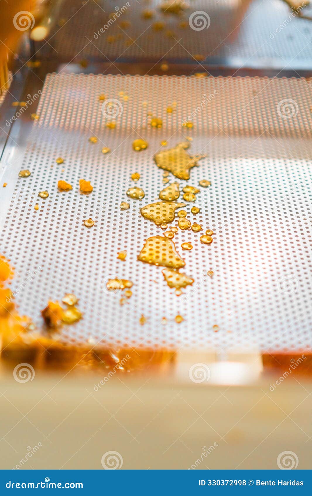 Honey Drips in a Beehive Decapping Tray Close Up Stock Photo - Image of ...