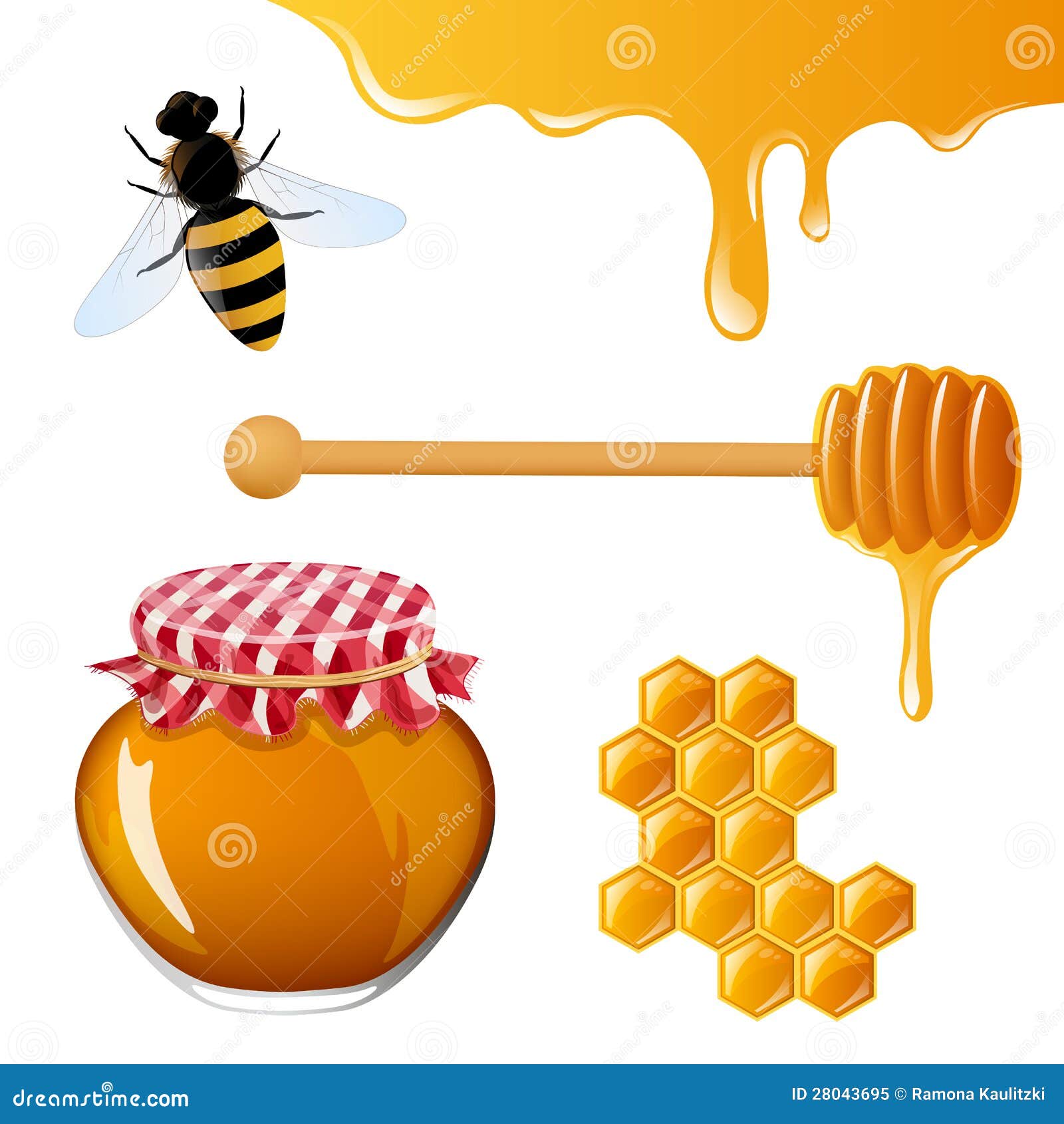 Honey Elements stock illustration. Illustration of hexagon - 28043695