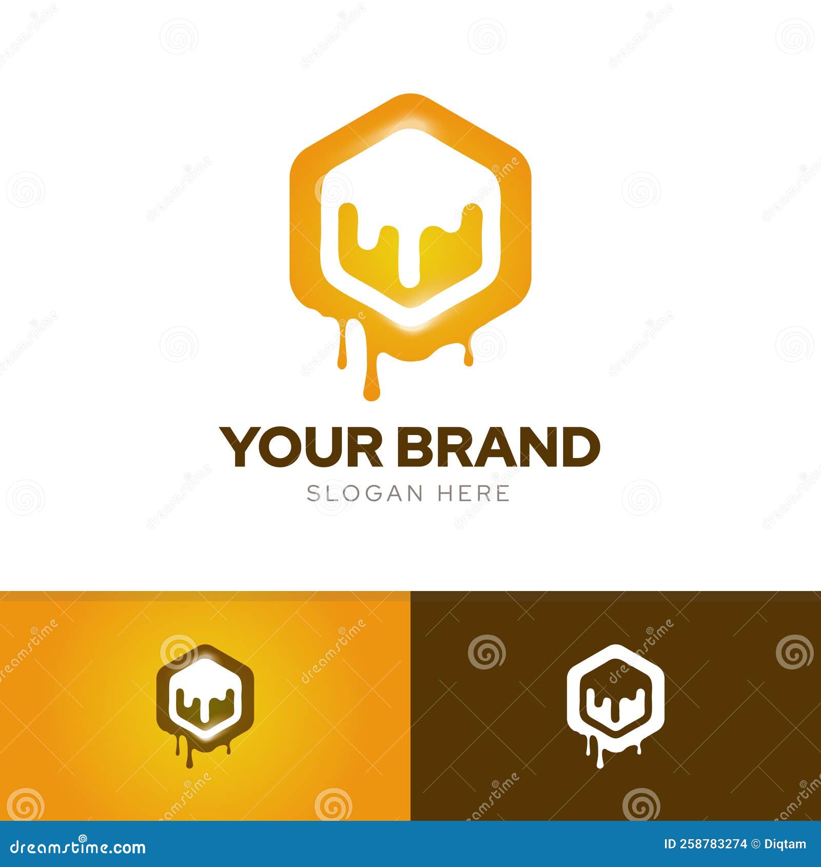 Honey Hexagonal Creative Logo Design Inspiration Template Stock Vector ...