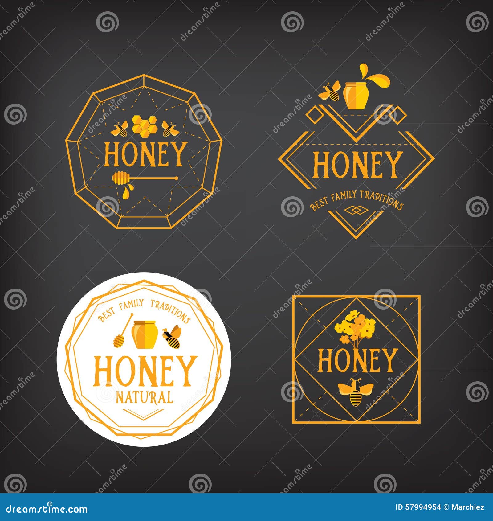 Honey Label Design. Bee Badge. Stock Vector - Illustration of bumblebee ...