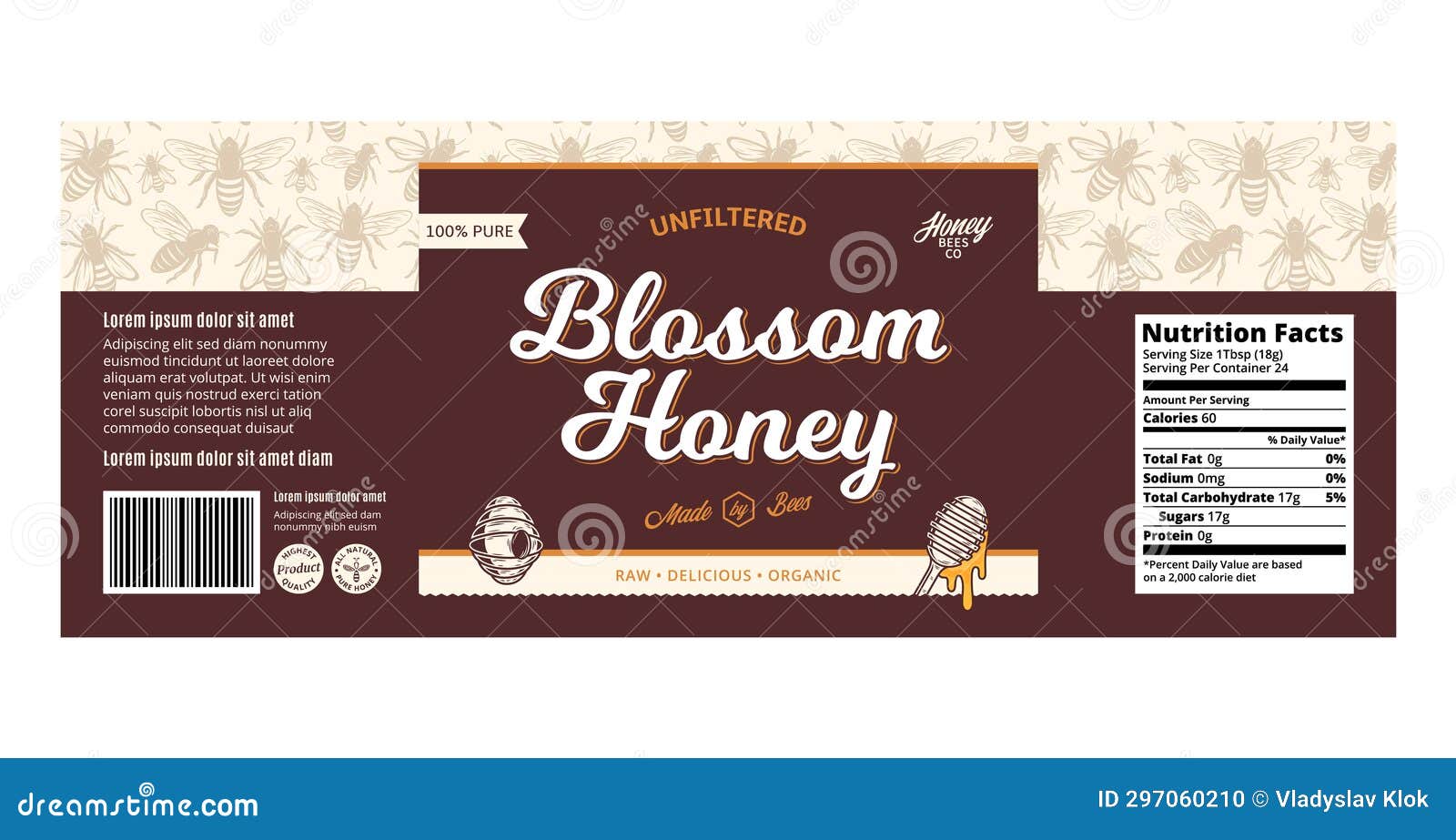 Honey Label Design Template Stock Illustration - Illustration of ...
