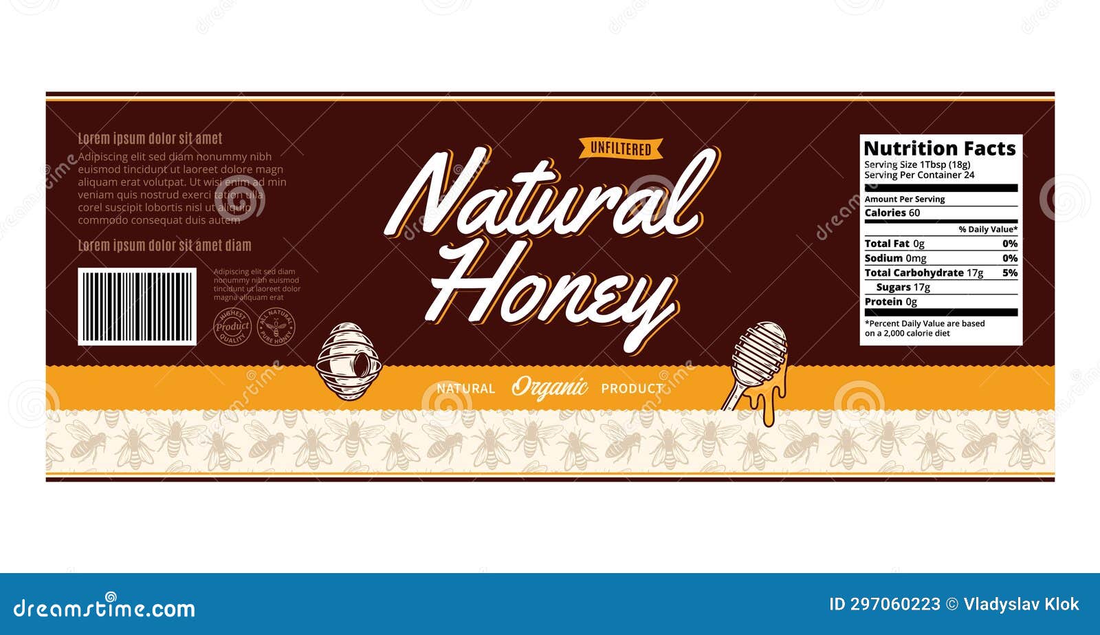 Honey Label Design Template Stock Illustration - Illustration of brand ...