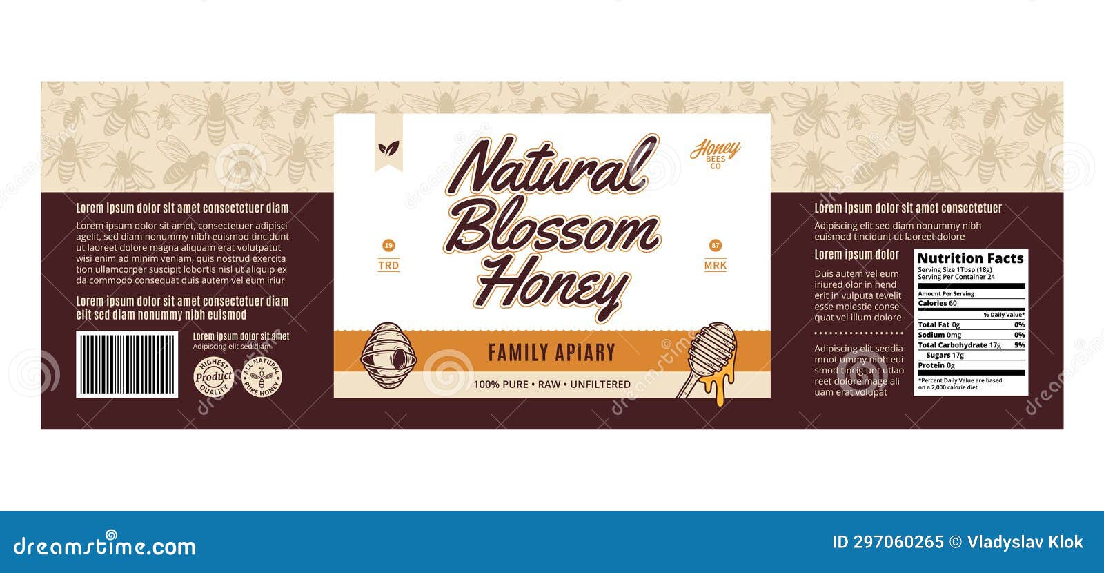 Honey Label, Honey Packaging Design Template Stock Illustration ...