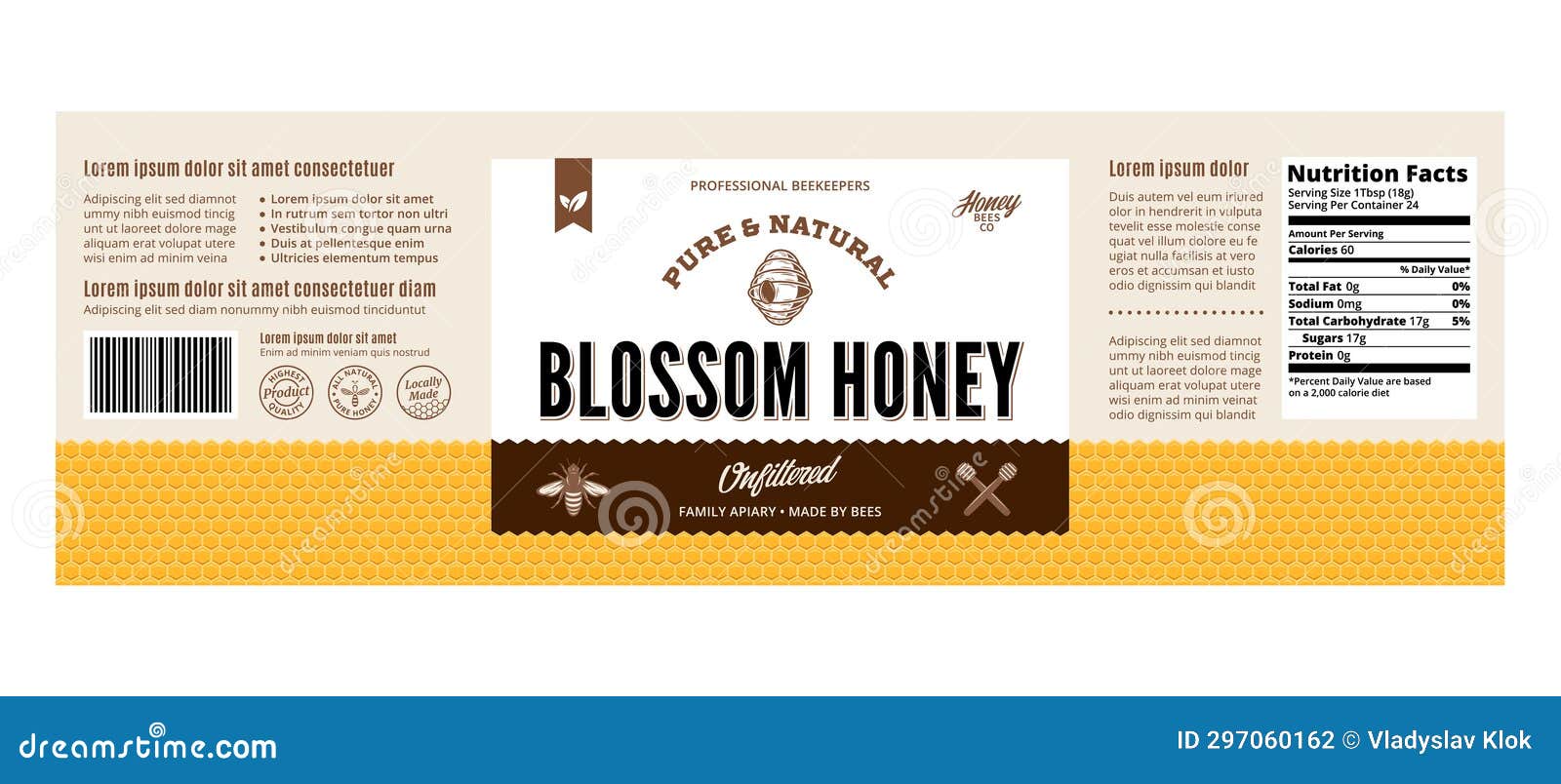 Honey Label and Packaging Design Template Stock Vector - Illustration ...