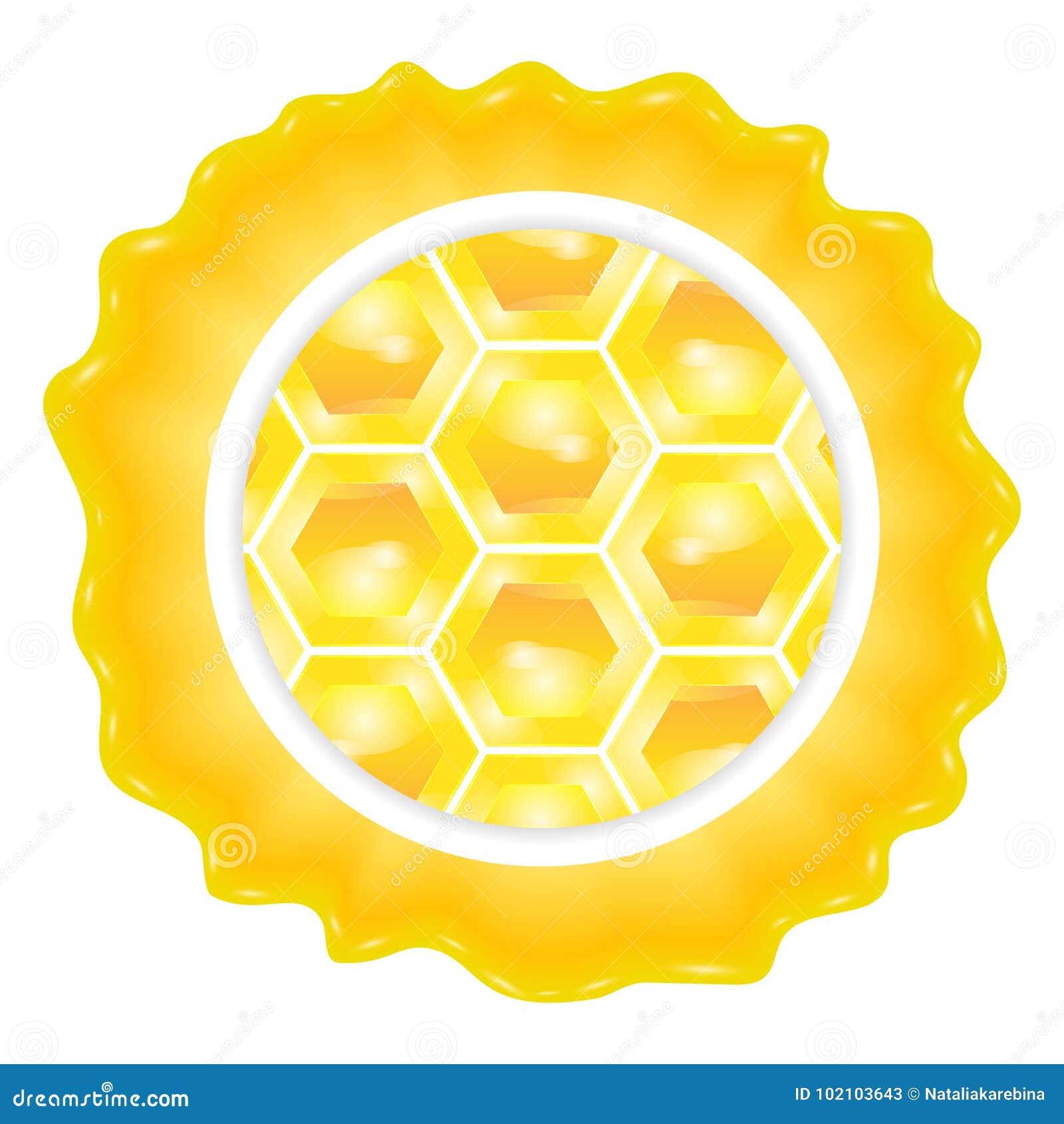 Honey Label Round Template for Honey with Honeycomb. Vector Stock ...