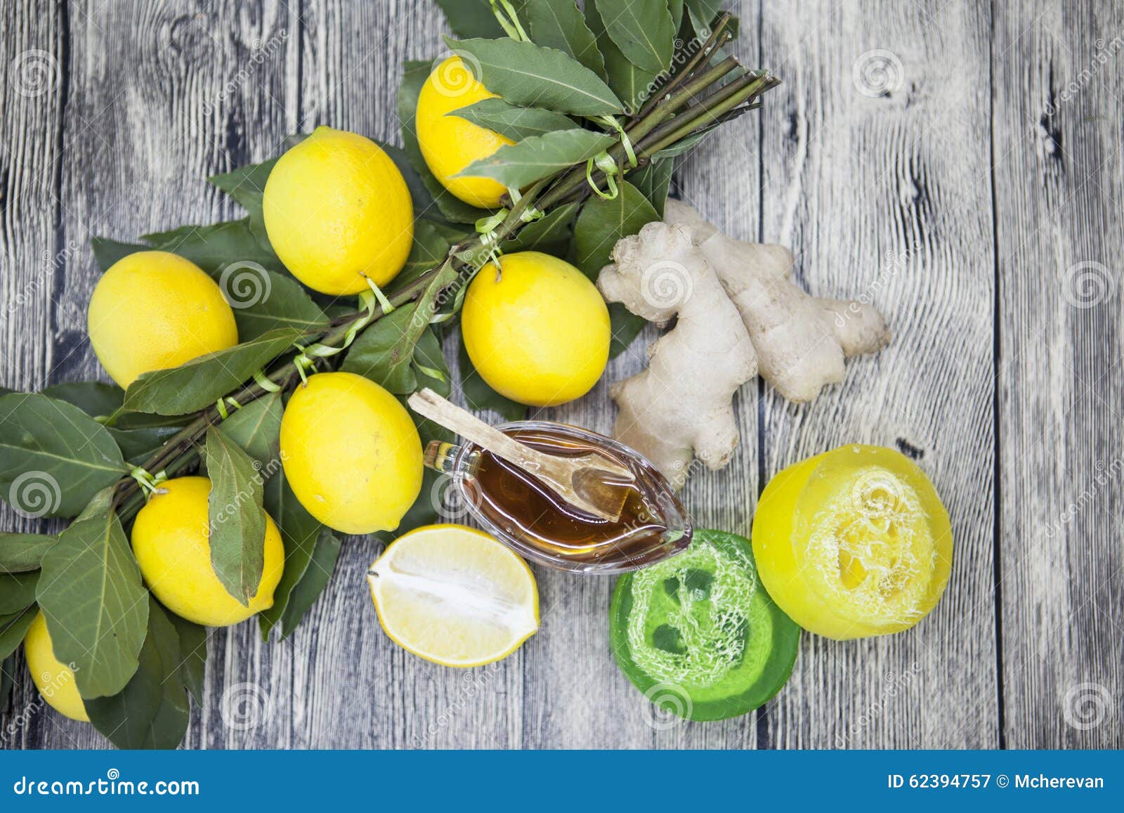 Honey Lemon Ginger Handmade Soap, Composed for Spa Treatments. Stock ...