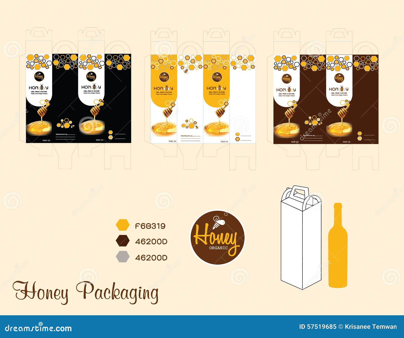 Honey Packaging Design Featuring A Gray Lid And A Golden Label, Evoking ...