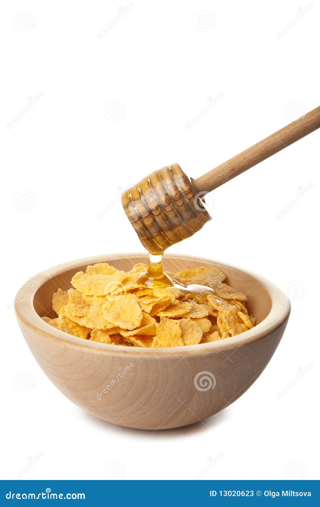 Honey Pouring Over Cornflakes Isolated Stock Image - Image of healthy ...