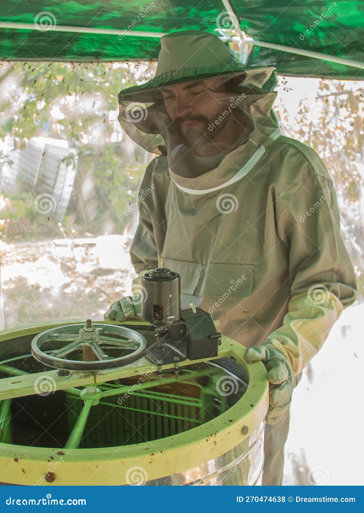 Honey Production and Bees Keeping - Beekeeping Concept Stock Photo ...