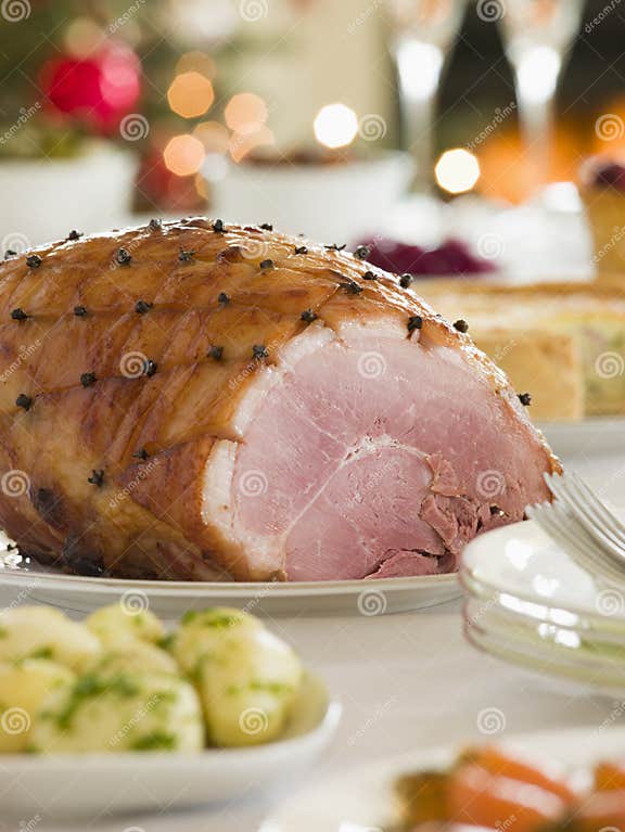 Honey Roasted Ham Boxing Day Buffet Stock Image - Image of buffet ...