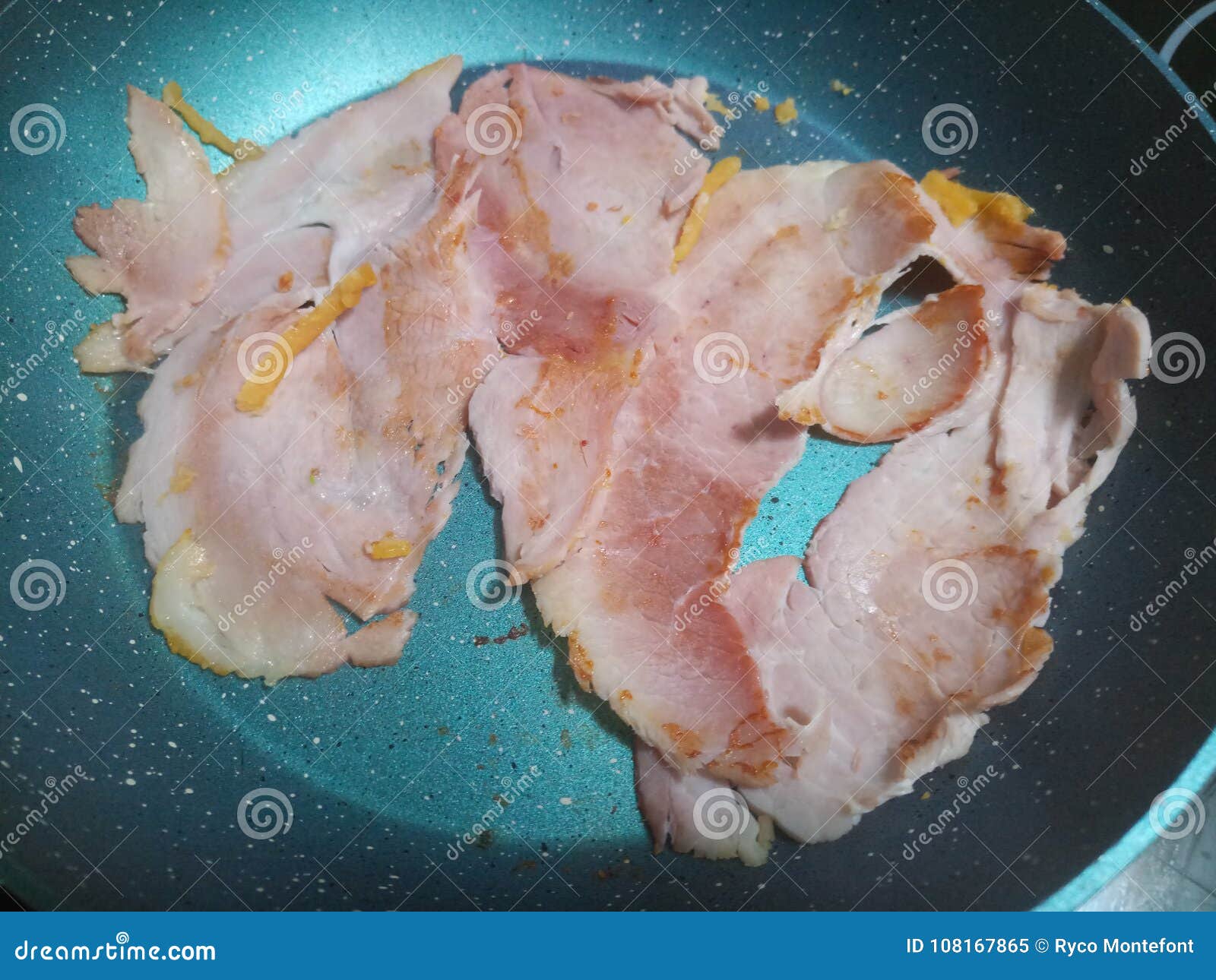 Strips of Cooked Ham in a Pan Stock Image - Image of sweet, strips ...