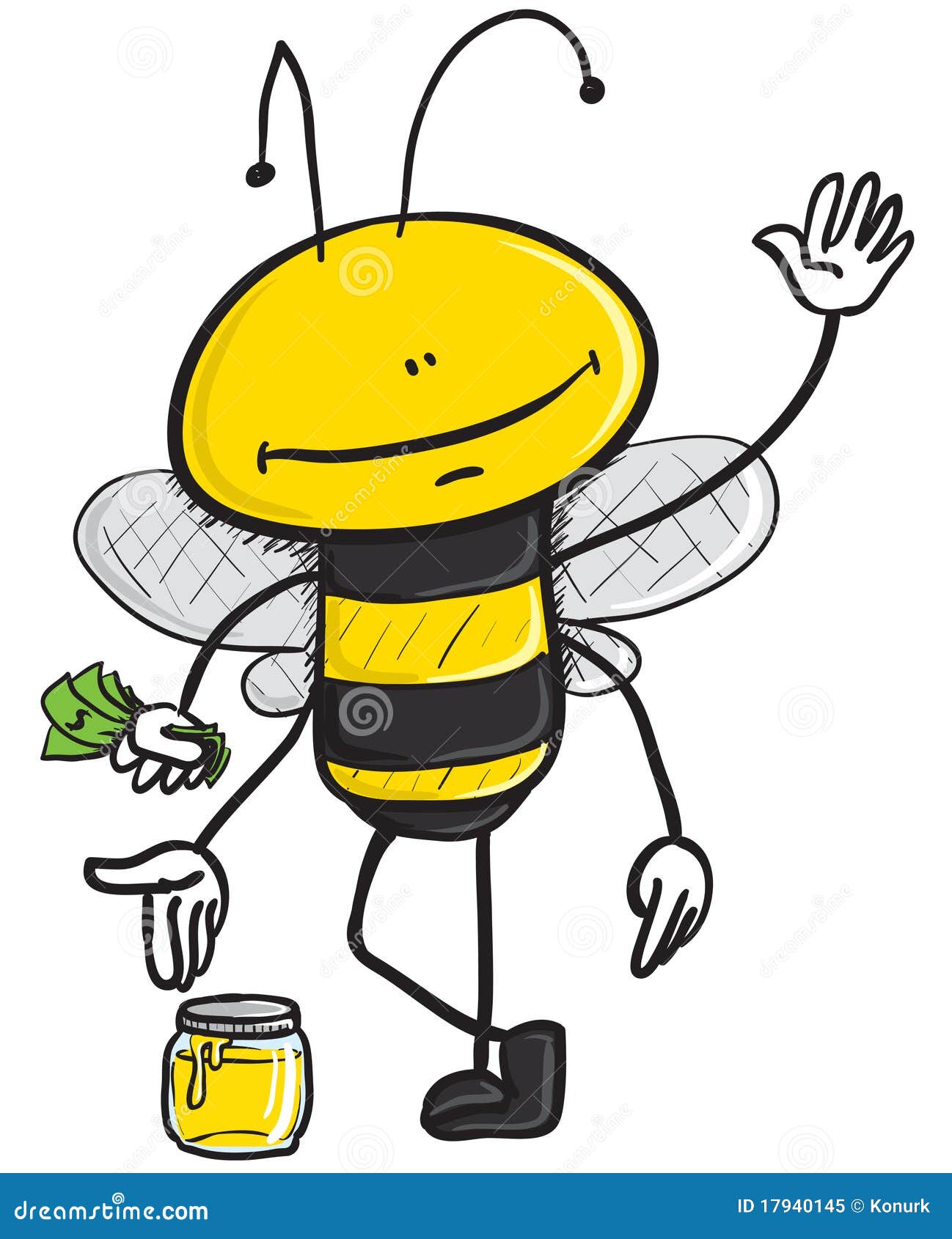 Honey selling bee stock vector. Illustration of glass - 17940145