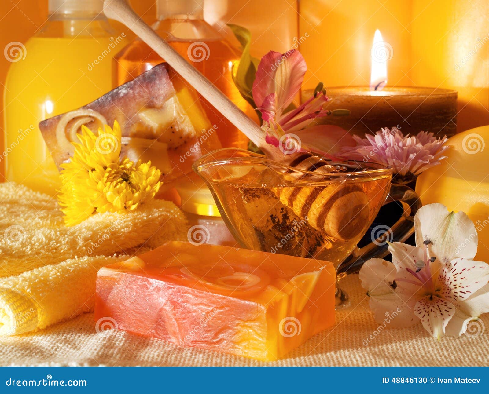 Honey spa products stock photo. Image of 1000006887, yellow - 48846130