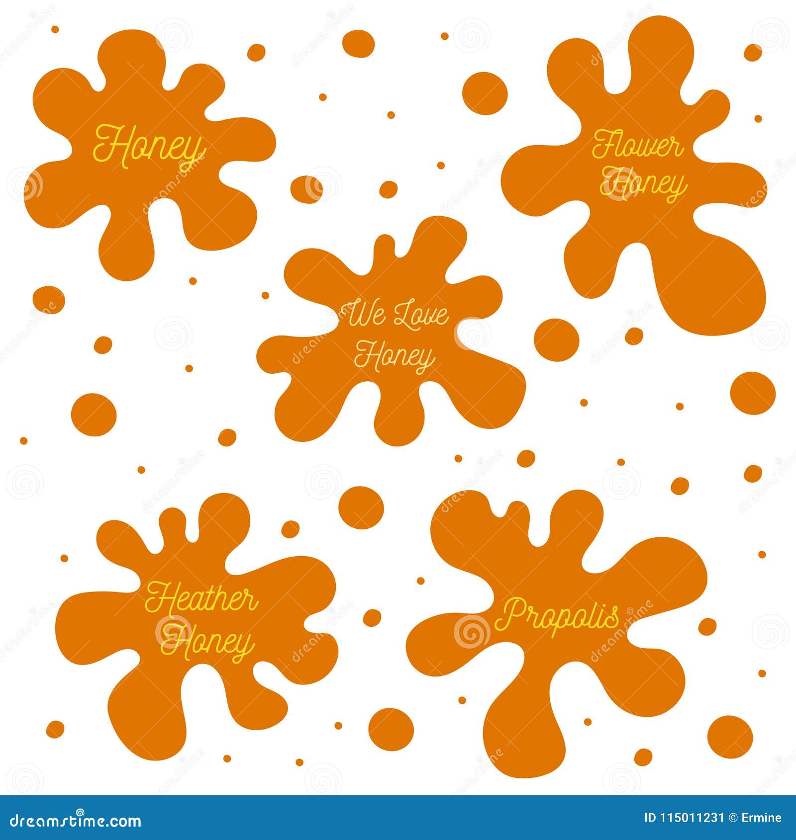 Honey Splash Set of Labels. Splashes and Drops Collection. Stock ...