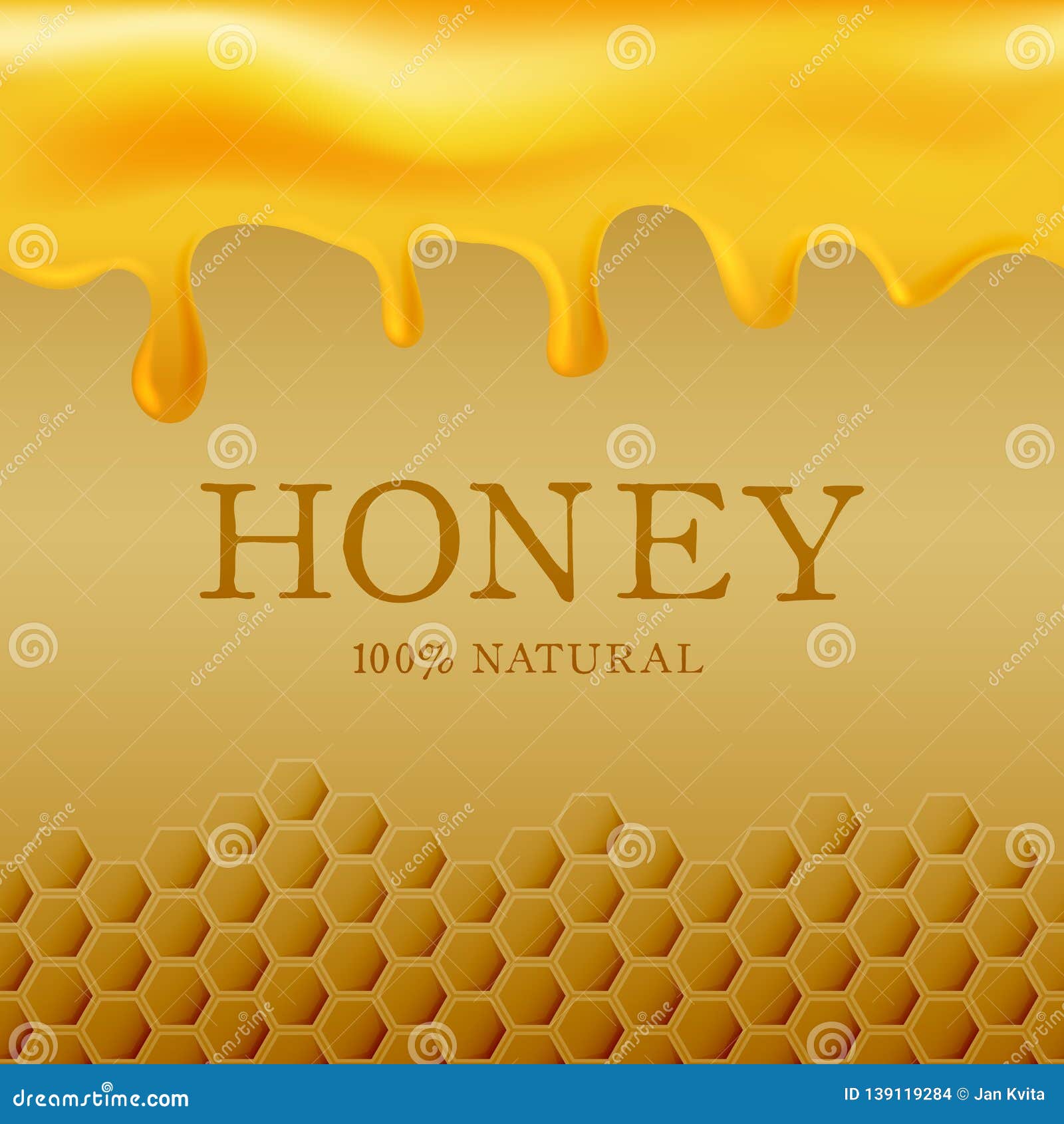 Honey Template With Yellow Hexagonal Realistic Honeycomb Seamless ...