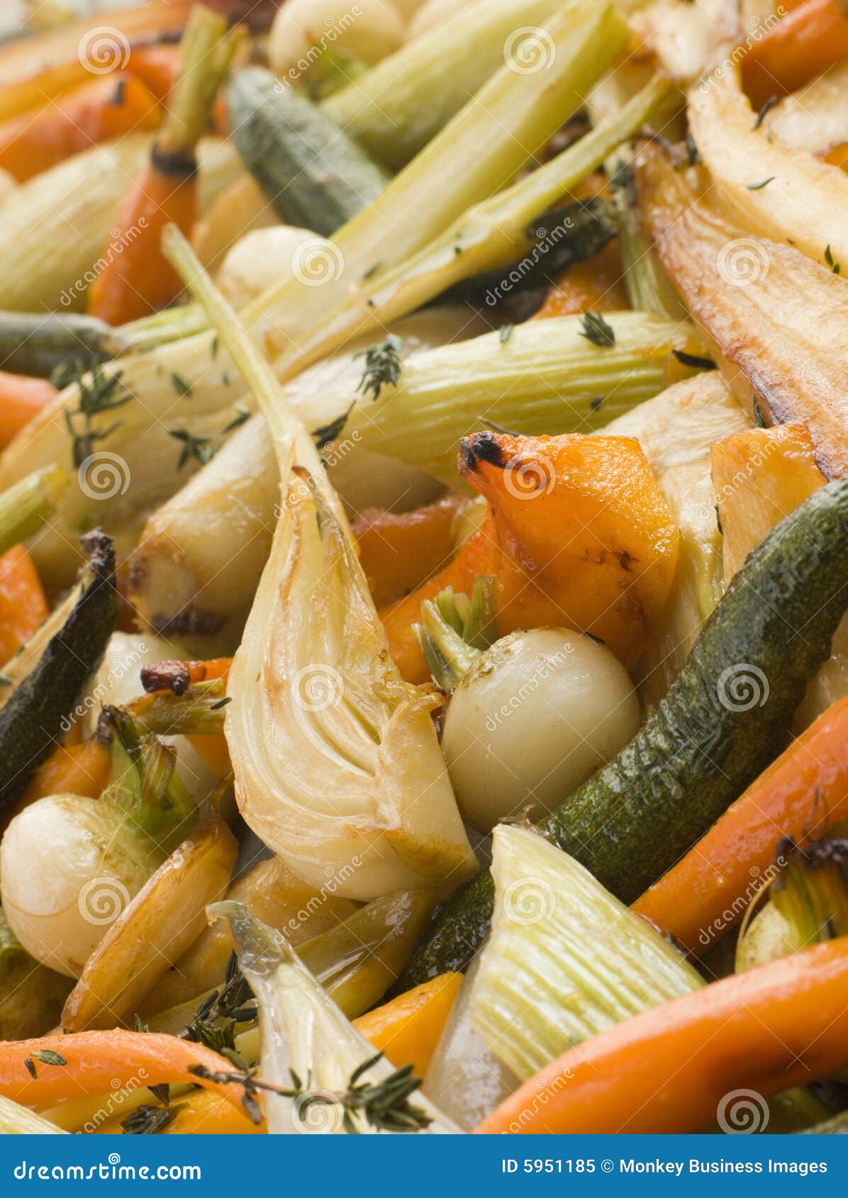 Honey and Thyme Roasted Baby Vegetables Stock Image - Image of drink ...