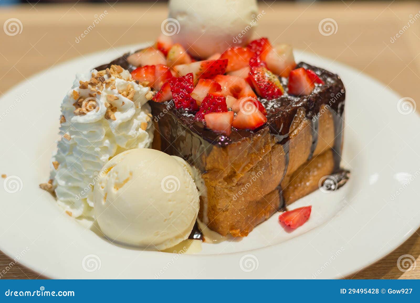 Honey Toast with Chocolate Lava and Strawberry Stock Photo - Image of ...