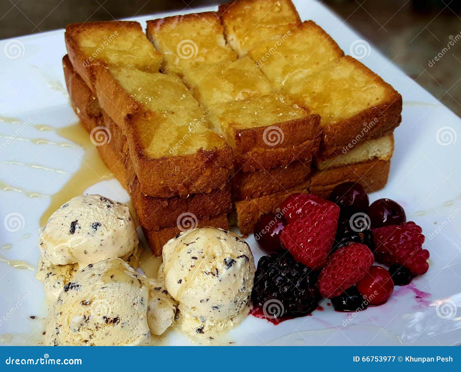 Honey Toast stock image. Image of snack, toast, icecream - 66753977